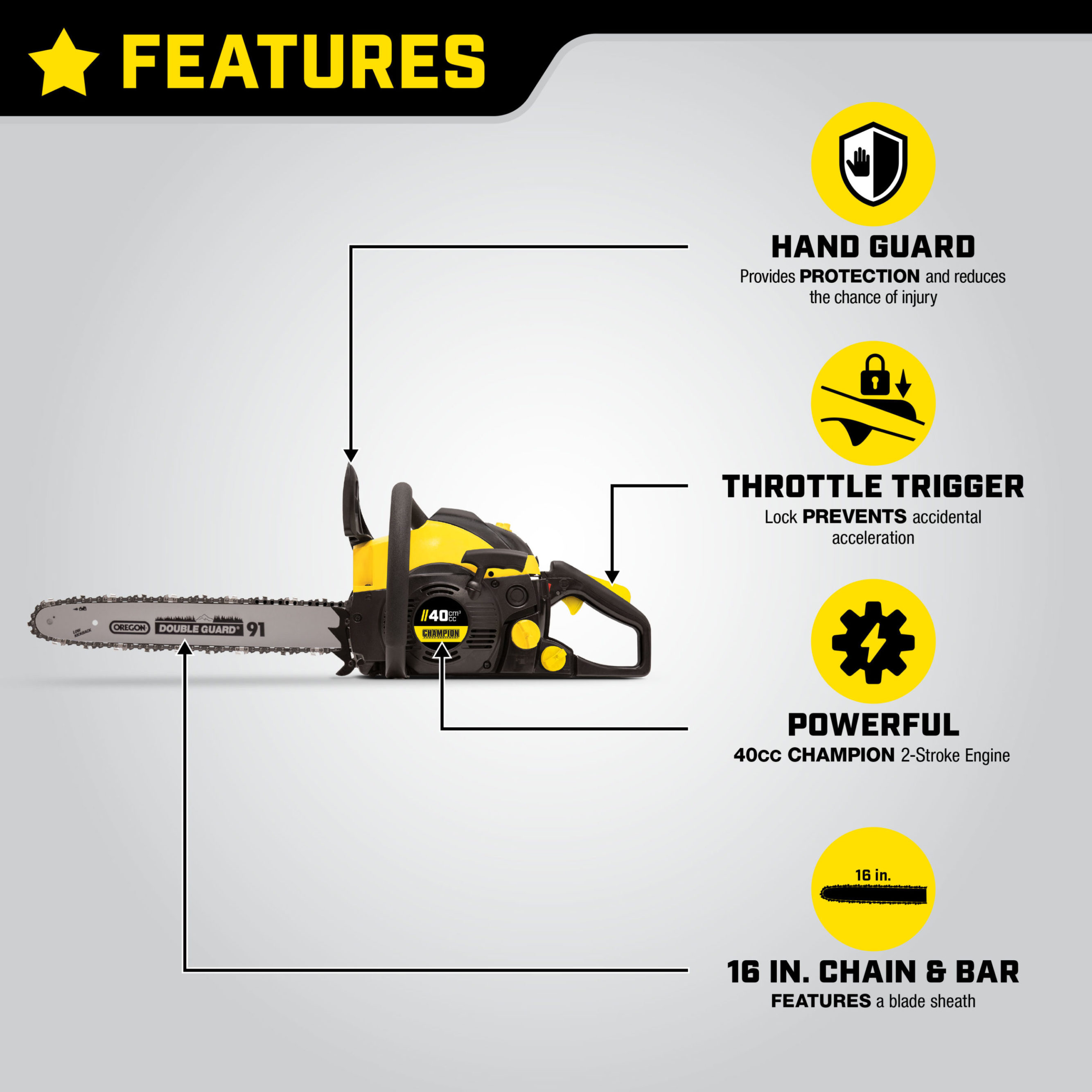 16-inch 40cc Chainsaw - 100642 - Champion Power Equipment