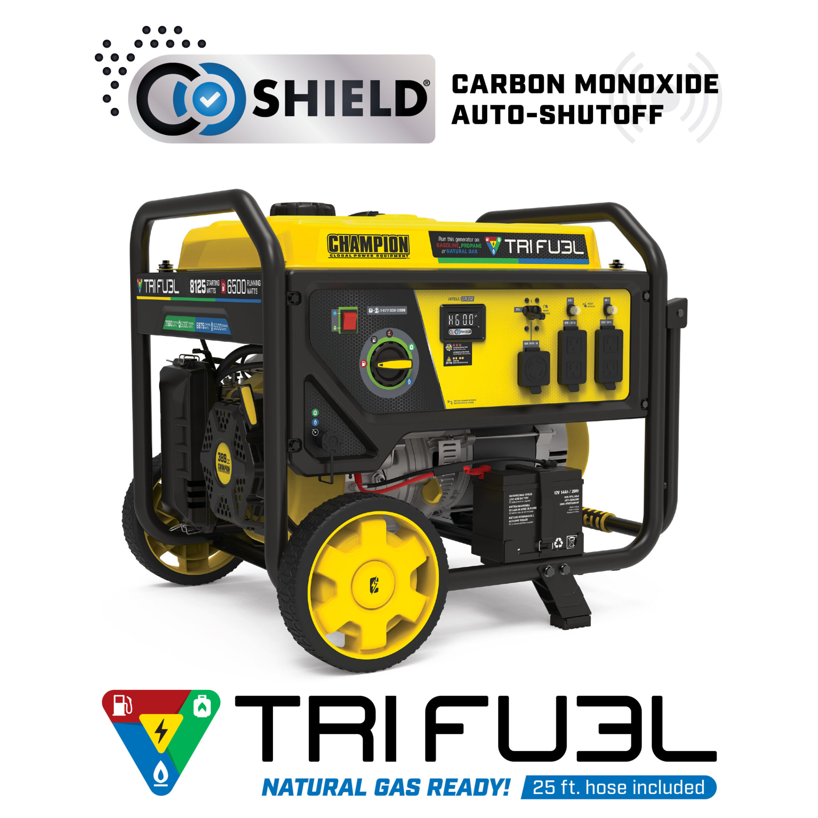 6500W Electric Start Tri Fuel Generator with CO Shield® - Champion ...