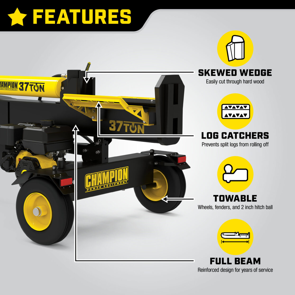 37-Ton Log Splitter - 201216 - Champion Power Equipment