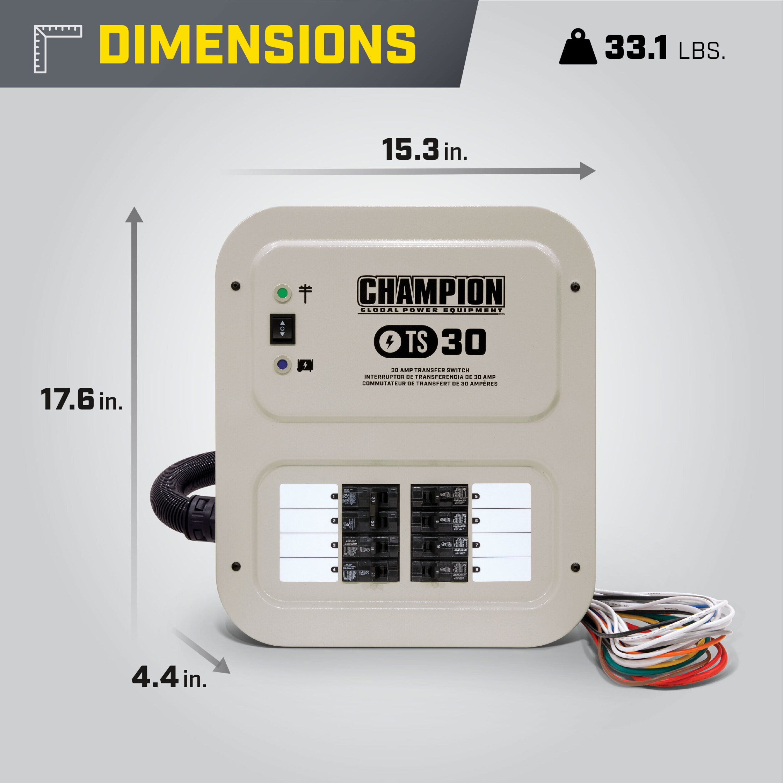 30A 240V Manual Transfer Switch - 201192 - Champion Power Equipment