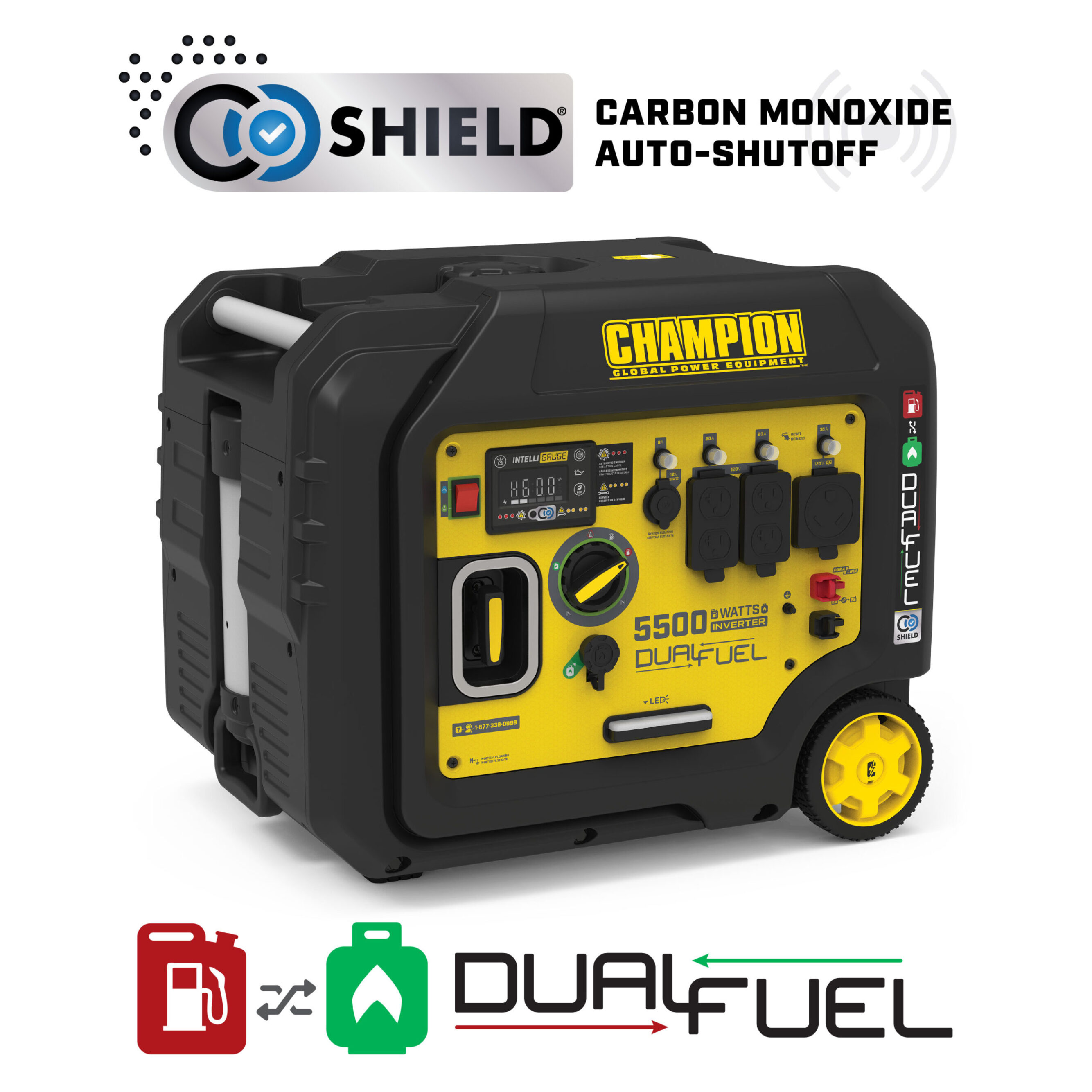 5500W Electric Start Dual Fuel Inverter with CO Shield® - Champion ...