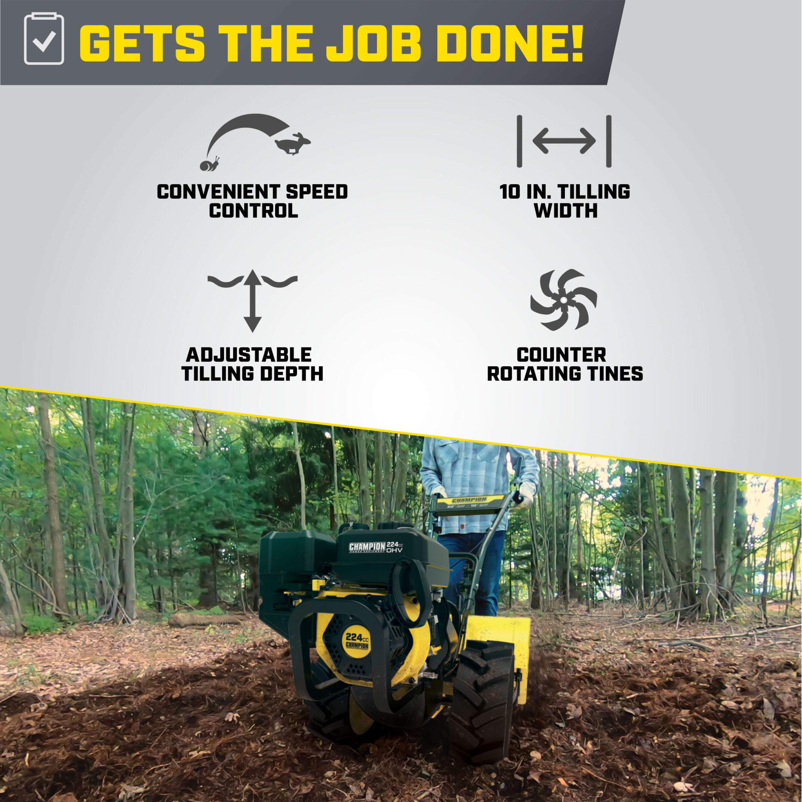 22 in. Rear Tine Tiller - 201098 - Champion Power Equipment